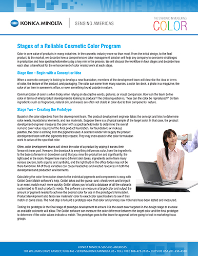 Stages of a Reliable Cosmetic Color Program - Konica Minolta Sensing